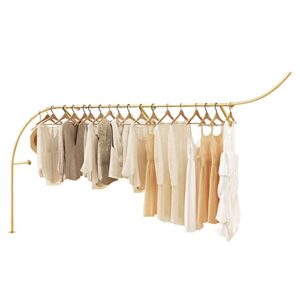 household items retail clothing display racks for boutique store gold closet rod clothes racks, modern industrial pipe wall-mounted garment rack shelves, home cloakroom organizer storage shelf, 250cm