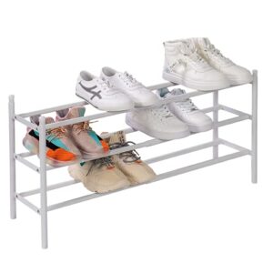 N-A MINGMING.NING Shoe Rack Shelf Expandable Stackable 3-Tiers Simple Shoe Storage Organizer Small White For Bedrooms/Doorways/Entryway - 1Set