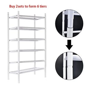 N-A MINGMING.NING Shoe Rack Shelf Expandable Stackable 3-Tiers Simple Shoe Storage Organizer Small White For Bedrooms/Doorways/Entryway - 1Set