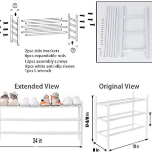 N-A MINGMING.NING Shoe Rack Shelf Expandable Stackable 3-Tiers Simple Shoe Storage Organizer Small White For Bedrooms/Doorways/Entryway - 1Set