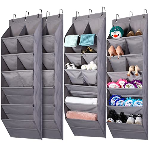 4 Pcs Hanging Over The Door Shoe Organizer with Deep Pockets for 12 Pairs of Shoes, 6 Layers Hanging Shoe Rack Shoe Storage Rack Organizer for Closet