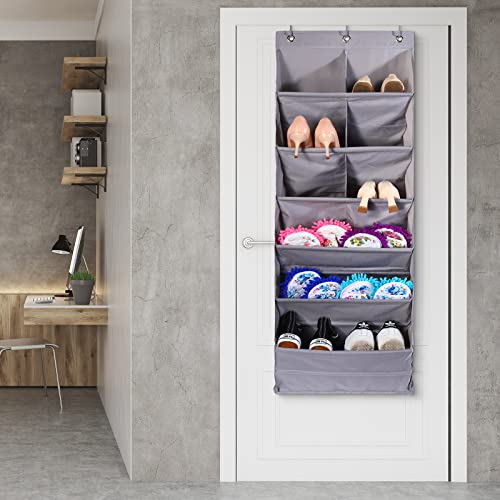 4 Pcs Hanging Over The Door Shoe Organizer with Deep Pockets for 12 Pairs of Shoes, 6 Layers Hanging Shoe Rack Shoe Storage Rack Organizer for Closet