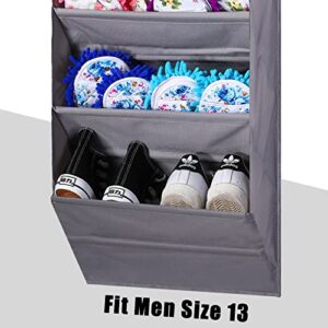 4 Pcs Hanging Over The Door Shoe Organizer with Deep Pockets for 12 Pairs of Shoes, 6 Layers Hanging Shoe Rack Shoe Storage Rack Organizer for Closet