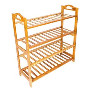 zysk 4 tier free standing bamboo shoe rack with handles,entryway shoe shelf storage organizer ideal for hallway bathroom living room,wood