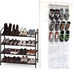 Simple Houseware 4-Tier Shoe Rack + 24 Pockets Over The Door Hanging Organizer