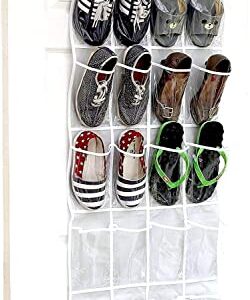 Simple Houseware 4-Tier Shoe Rack + 24 Pockets Over The Door Hanging Organizer