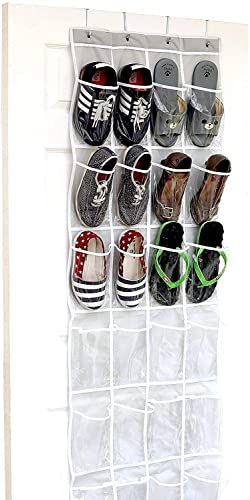 Simple Houseware 4-Tier Shoe Rack + 24 Pockets Over The Door Hanging Organizer