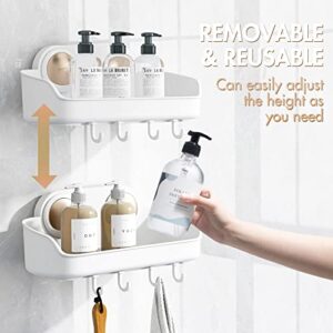 TAILI Shower Caddy Suction Cup 2 Pack + Shower Shelf 1 Pack Drill-Free Bathroom Caddy for Shampoo, Conditioner, Plastic Shower Rack Removable Shower Organizer