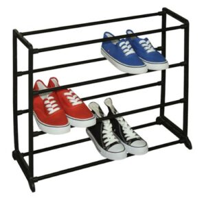 home basics, black easy assemble space-saving 12 pair shoe tower multi-purpose storage rack