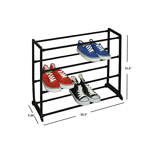 Home Basics, Black Easy Assemble Space-Saving 12 Pair Shoe Tower Multi-Purpose Storage Rack