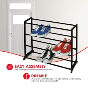 Home Basics, Black Easy Assemble Space-Saving 12 Pair Shoe Tower Multi-Purpose Storage Rack