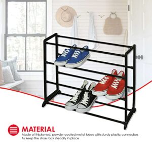 Home Basics, Black Easy Assemble Space-Saving 12 Pair Shoe Tower Multi-Purpose Storage Rack