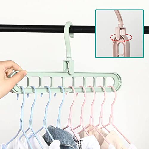 Closet Organizers and Storage Space Saving Hangers with 9 Holes of 6 Pack for Closet Organizer,Dorm Room Essentials,Closet Storage,Smart Closet Organization,Magic Space Saving Hanger (Gray)