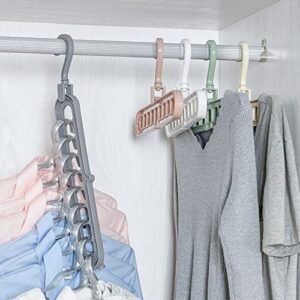 Closet Organizers and Storage Space Saving Hangers with 9 Holes of 6 Pack for Closet Organizer,Dorm Room Essentials,Closet Storage,Smart Closet Organization,Magic Space Saving Hanger (Gray)