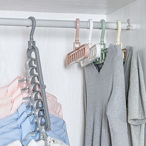 Closet Organizers and Storage Space Saving Hangers with 9 Holes of 6 Pack for Closet Organizer,Dorm Room Essentials,Closet Storage,Smart Closet Organization,Magic Space Saving Hanger (Gray)