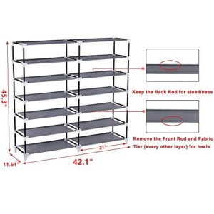 KepooMan Double Rows 12 Lattices Shoe Rack with Dustproof Cover Shoe Storage Organizer Cabinet Shoe Shelf Tower,Non-Woven Fabric Cover (Purple)