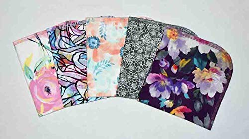 Flower Splash Printed Flannel Paperless Towels 1 Ply 12x12 Inches Set of 5