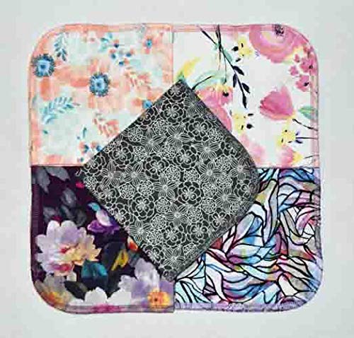 Flower Splash Printed Flannel Paperless Towels 1 Ply 12x12 Inches Set of 5