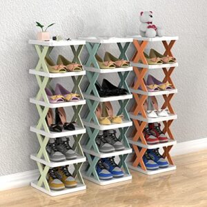 shoe rack - shoe organizer 5 tiers for closet narrow， plastic shoe rack storage organizer for entryway, space saving shoe stand cabinet for bedroom cloakroom hallway garage. (light blue)