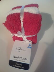 mainstays red/white washcloths 4 pack