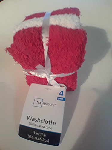 Mainstays Red/White Washcloths 4 Pack