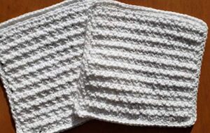 handmade crochet washcloth, dishcloth * thick and dense *100% cotton set of 2, size 7.5 inches (white)