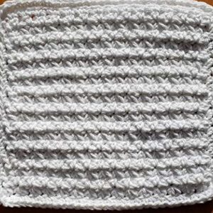 Handmade crochet washcloth, dishcloth * thick and dense *100% cotton set of 2, size 7.5 inches (White)