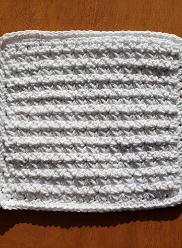 Handmade crochet washcloth, dishcloth * thick and dense *100% cotton set of 2, size 7.5 inches (White)