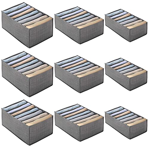 LIEEDRSF 9 PCS Wardrobe Clothes Organizer 7 Grids + 9 Grids/Washable Drawer Organizer Clothes/Clothes Organizer for Folded Clothes/Jeans Organizer for Closet/Clothes Storage Organizer