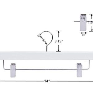 Amber Home Solid White Wood Hanger 20 Top Hanger & 24 Bottom Hanger for Suit Coat Shirt Pants Skirt