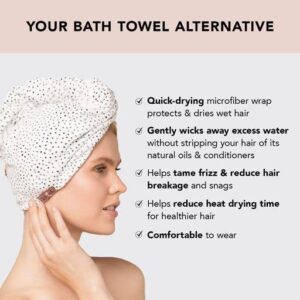 Kitsch Microfiber Hair Towel Wrap - Quick Dry Curly Hair Wraps for Women Wet Hair | Microfiber Towel for Hair | Hair Drying Towel Wrap | Hair Towels for Women | Hair Turban for Wet Hair (Micro Dot)