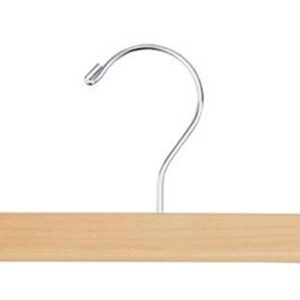 NAHANCO 6214RCCH 14” Wooden Pant Skirt Hanger with Chrome Hook and Clips, Natural (Pack of 100)