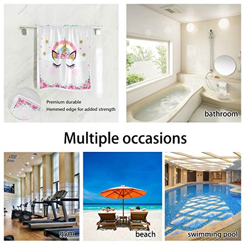 FULUHUAPIN Unicorn Flowers Hand Towel Multipurpose for Bathroom, Hotel, Gym and Spa 30"x15" 2030250