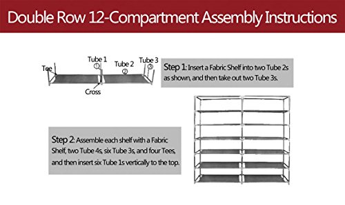 SOONEEDEAR 6 Tier Stackable Shoe Rack Storage Shelves,Portable Boot Rack Double Row Shoe Organizer, Shoe Cabinet Tower with Steel Frame