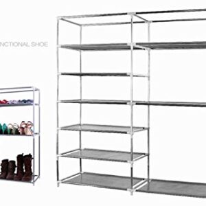 SOONEEDEAR 6 Tier Stackable Shoe Rack Storage Shelves,Portable Boot Rack Double Row Shoe Organizer, Shoe Cabinet Tower with Steel Frame