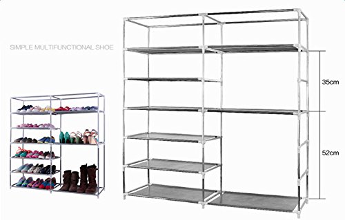 SOONEEDEAR 6 Tier Stackable Shoe Rack Storage Shelves,Portable Boot Rack Double Row Shoe Organizer, Shoe Cabinet Tower with Steel Frame