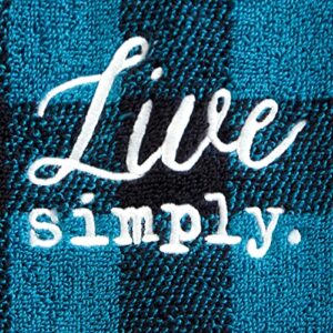 The Lakeside Collection Hand Towel Set - Live Simply Blue Buffalo Check Cotton Bathroom Hand Towels