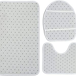 Habilboi 3 Pieces Bathroom Mat Bath Mat Set Blue Plant 20x32inch Non-Slip Bathroom Decor Doormat Runner Rugs,U-Shaped Toilet Floor Mats,Toilet Seat Cover