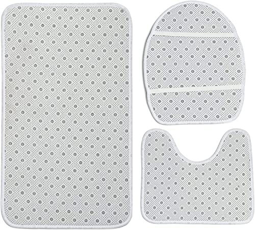 Habilboi 3 Pieces Bathroom Mat Bath Mat Set Blue Plant 20x32inch Non-Slip Bathroom Decor Doormat Runner Rugs,U-Shaped Toilet Floor Mats,Toilet Seat Cover