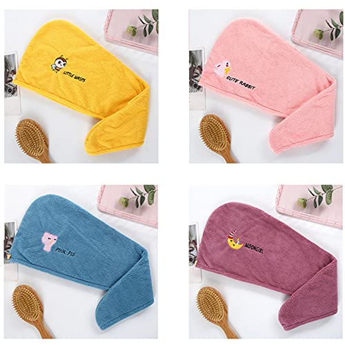 ROMASA Hair Drying Towel Microfiber Hair Towel Wrap with Buttons Super Absorbent Twist Turban Shower Gift for Kids and Women (3PCS-Standard Thickness)