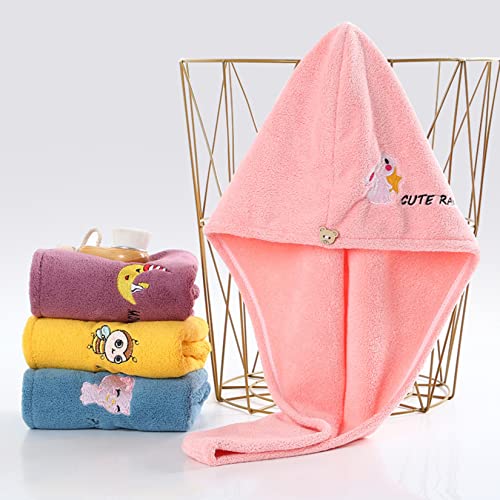 ROMASA Hair Drying Towel Microfiber Hair Towel Wrap with Buttons Super Absorbent Twist Turban Shower Gift for Kids and Women (3PCS-Standard Thickness)