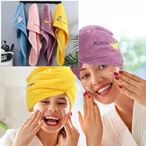 ROMASA Hair Drying Towel Microfiber Hair Towel Wrap with Buttons Super Absorbent Twist Turban Shower Gift for Kids and Women (3PCS-Standard Thickness)