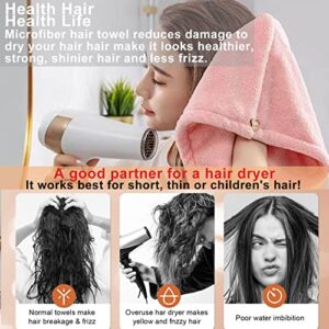 ROMASA Hair Drying Towel Microfiber Hair Towel Wrap with Buttons Super Absorbent Twist Turban Shower Gift for Kids and Women (3PCS-Standard Thickness)