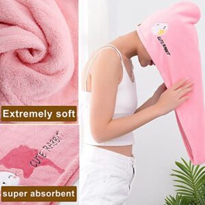 ROMASA Hair Drying Towel Microfiber Hair Towel Wrap with Buttons Super Absorbent Twist Turban Shower Gift for Kids and Women (3PCS-Standard Thickness)