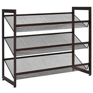 tangkula 3-tier metal shoe rack, stackable flat & slant adjustable shoe storage stand, space saving shoes shelf, freestanding shoes rack organizer for entryway, hallway