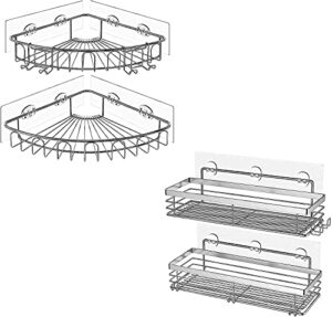 orimade corner shower caddy organizer bundle with rectangle shower shelves and soap dish holder