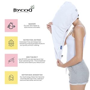 BYCOO Waffle Hair Towel Wrap, Large Microfiber Hair Drying Towels With Button&Elastic, Anti Frizz Head Towle|Super Absorbent | Soft Quick Dry Hair Turban for Women & Wet, Curly, Long &Thick Hair-White