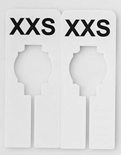 NAHANCO QSDWBKIT4, White Rectangular Clothing Size Dividers with Black Print for XXS-XXL, 1Blank, Kit of 40 (7 Sizes and 1 Blank, 5 of Each)