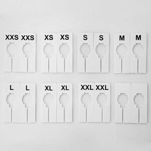 NAHANCO QSDWBKIT4, White Rectangular Clothing Size Dividers with Black Print for XXS-XXL, 1Blank, Kit of 40 (7 Sizes and 1 Blank, 5 of Each)