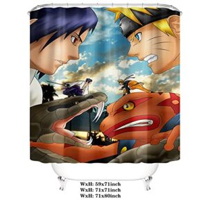 4 Piece Cool Anime Shower Curtain Sets with Non-Slip Rugs, Toilet Lid Cover, Bath Mat and 12 Hooks, Bathroom Decor Set Accessories Waterproof Shower Curtains